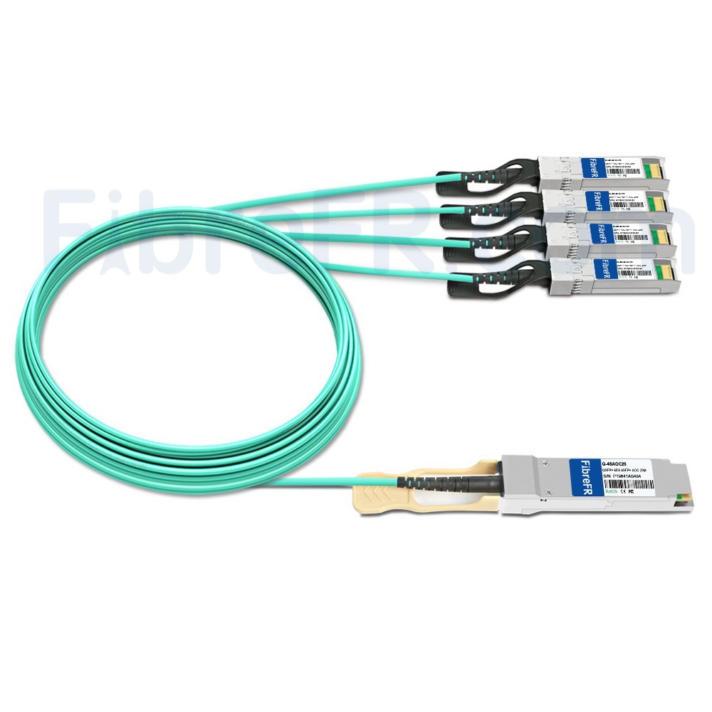 FibreFR Cisco QSFP-4X10G-AOC20M Câble AOC QSFP+ vers 4x10G SFP+